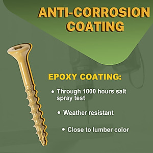 LIONMAX Deck Screws 3 Inch, Wood Screws #9 x 3, 100 PCS, Rust Resistant, Exterior Epoxy Coated, Outdoor Decking Screws, Torx/Star Drive Head Deck Screw, T25 Star Bit Included, Tan