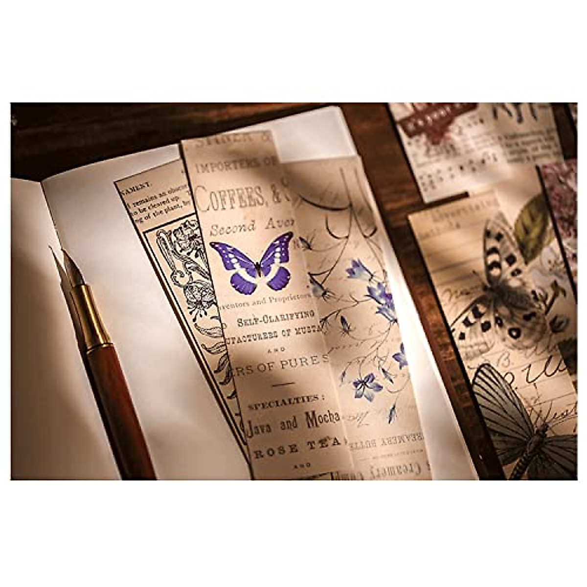 Vintage Natural Style Butterfly Flower Plant Bookmarks, 30CPS (Gentle Whispers)