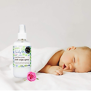 Smell the Roses Cloth Wipe Spray, 8 fl. oz. - Plant-based Baby Bottom Wash made with All-Natural and Organic Ingredients by Green and Lovely