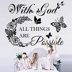 Inspirational Wall Decals with God Things are Possible Vinyl Wall Sticker Peel and Stick Quote Bible Sticker Christian Wall Decor Wall Art Stickers for Home Walls Living Room Bedroom Decoration.