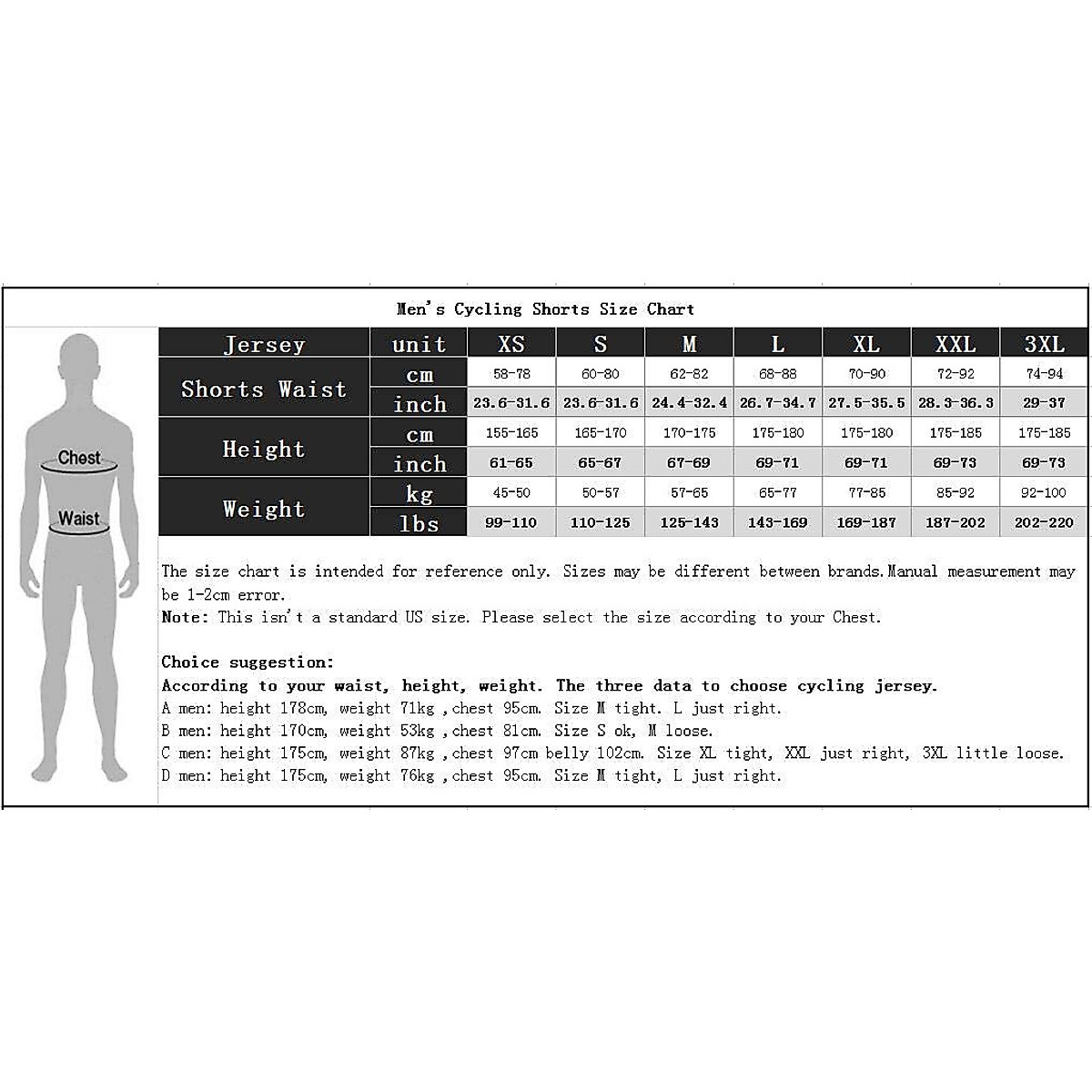 JPOJPO Cycling Compression Tights Shorts Men, Men's MTB Bike with Paded Biking Tights