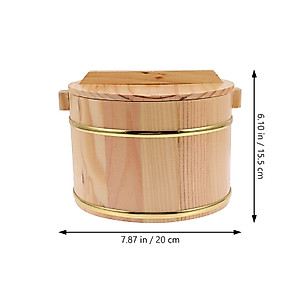 Wooden Rice Barrel Rice Bucket Wood Cooking Steamer: Wooden Steamed Cask Sushi Rice Cooling Bowl Rice Bowl Rice Cooking Tub with Lid for Home Restaurant Rice Sushi Bowl 20cm Kitchen