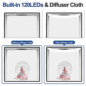 EMART Light Box Photography, 12"x12" Product Photo Studio Lightbox with 120 LED Lights, 6 Color Backdrops, 4 Reflection Boards, 1 Diffuser Cloth and 1 Phone Tripod Holder