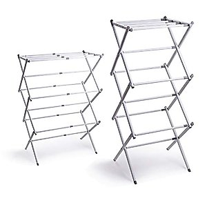 BINO 3-Tier Collapsible Drying Racks | White | Laundry Foldable Rack | Air Drying & Hanging | Foldable Portable Indoor & Outdoor | Space Saving Clothes Dryer Stand