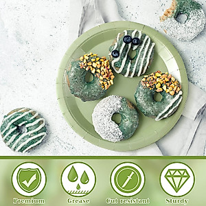 Roshtia 100 Pcs Sage Green Disposable Plates Green Paper Plates Disposable Dessert Plates Bulk 7 Inch 9 Inch Disposable Paper Plates Set Decoration for Wedding Engagement Bridal Shower