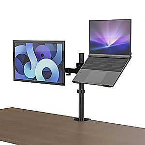 Stand Up Desk Store Convertible Clamp-On Laptop and Monitor Stand/Dual Monitor Mount (Black, 13" to 32" Monitor, up to a 17" Laptop)