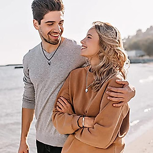 Long tiantian 4Pcs Couple Necklace Bracelet Set Matching Bracelets for Couples Matching Necklaces for Bf and Gf Couple Presentfor Her friend Necklace for Him Valentine's Day Present(Style I)