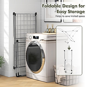 Tangkula Folding Clothes Drying Rack, Lightweight Aluminum Laundry Drying Rack w/Adjustable Wings, 20 Drying Rails, Space-Saving Laundry Hanger for Indoor & Outdoor Use, No Assembly, Silver