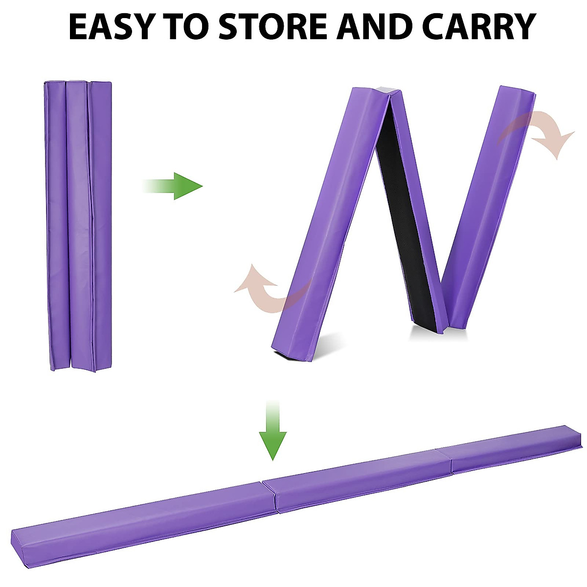 Oteymart Balance Beam Folding Gymnastics Beam Extra Firm Foam Anti-Slip Bottom Equipment for Floor Home Training, Kids, Adults (9)