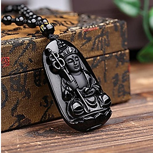 Natural Obsidian Pendant Monk Xuanzang Sanzo