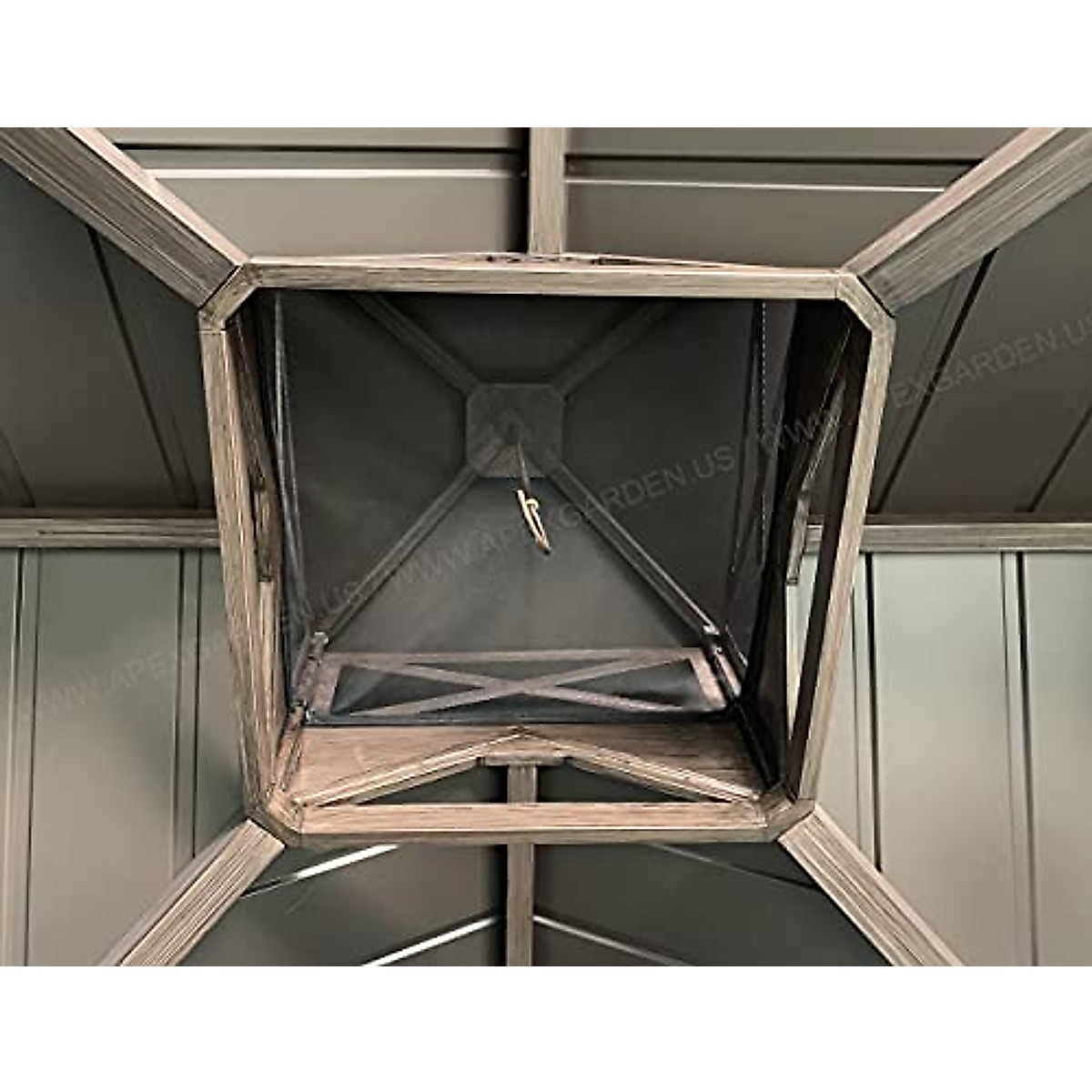 Gazebo Mosquito Netting with Slider Rail for Allen + roth Model #GF-18S112B Wood Looking Hand Paint Metal Square Semi- Gazebo (Screen Net ONLY) (Screen Net with Metal Slider Rail, Black-1)