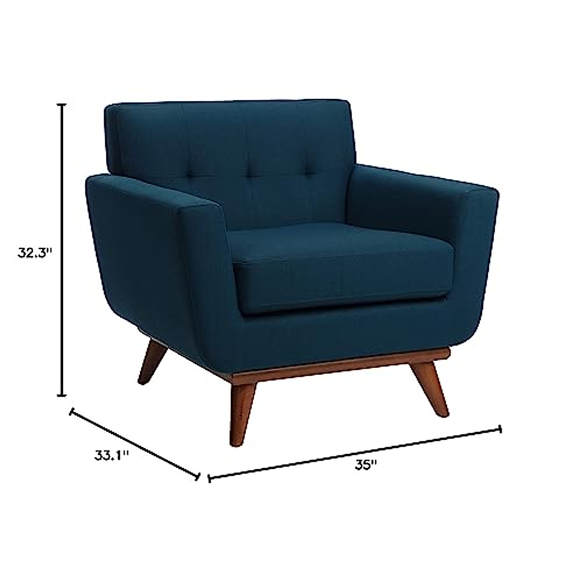 Safavieh Couture Home Opal Mid-Century Dark Teal Linen Tufted Arm Chair