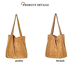 Corduroy Tote Bag for Women Canvas Shoulder Casual Handbags Cute Big Capacity Shopping Bags
