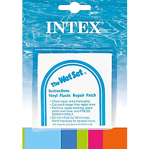 Intex Inflatable Splash N Chill Island Lake Raft Lounger for Up to 7 Adults and Wet Set Adhesive Vinyl Tube Repair Patch 6 Pack Kit