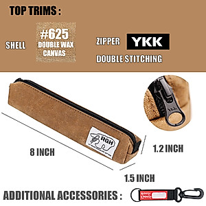 Rough Enough Small Pencil Pouch Pen Case Canvas for Adults Boys Girls with Aesthetic Slim Thin design School Stationary Art Supplies Brown