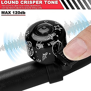 Kid Bike Bell - Bicycle Bell for Kids Boys Girls Adults | 120db Classic Mini Loud Bike Ring - Cool Bike Bell Design with Crisp Clear Sound for MTB,BMX,City Bike,Scooter -Kid Bike Accessories