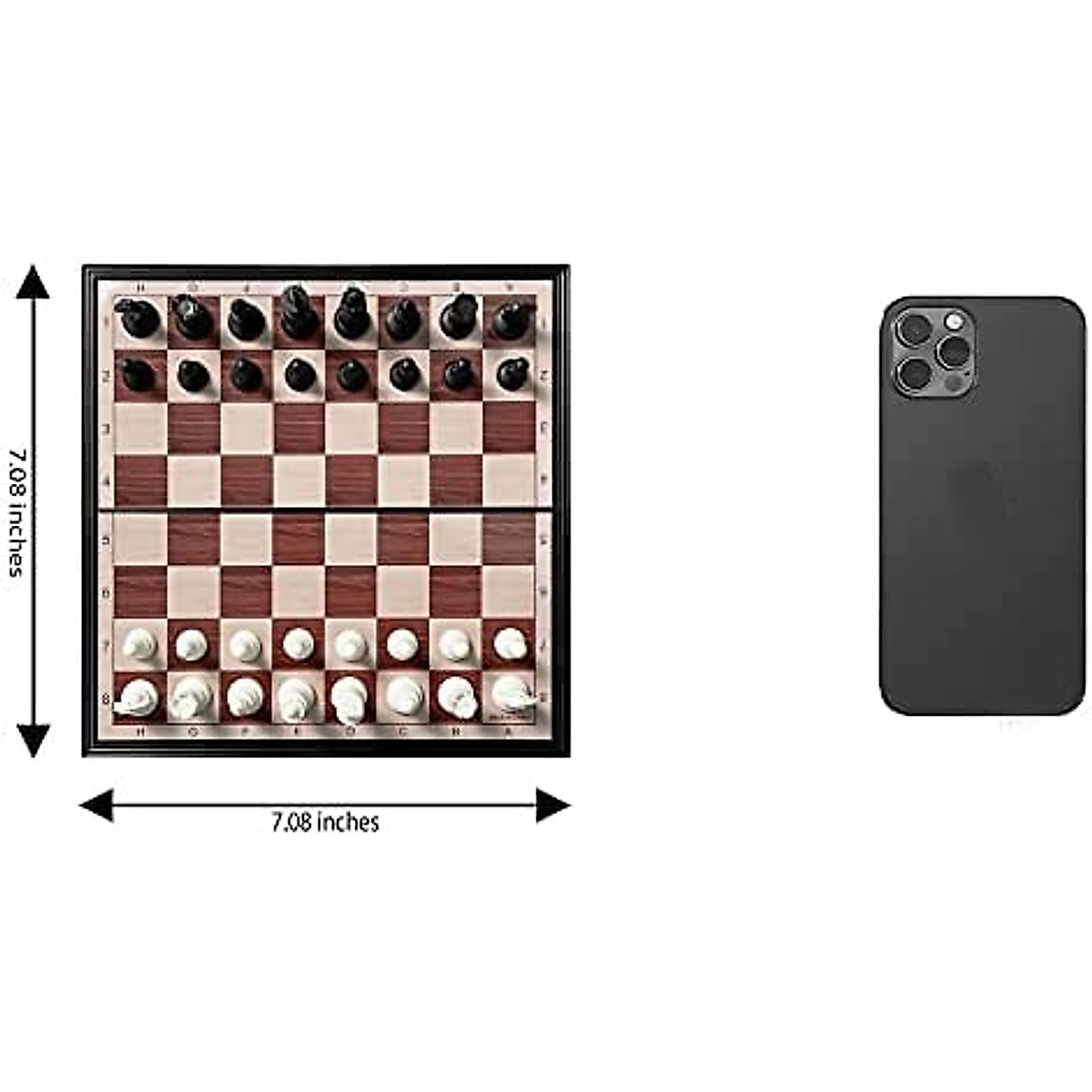 MUKAYIMO Mini Chess Board, 7.08" x 7.08" Folding Chess Set with Magnetic Pieces, Travel Chess Set, Board Game for Kids and Family. (Small Size)