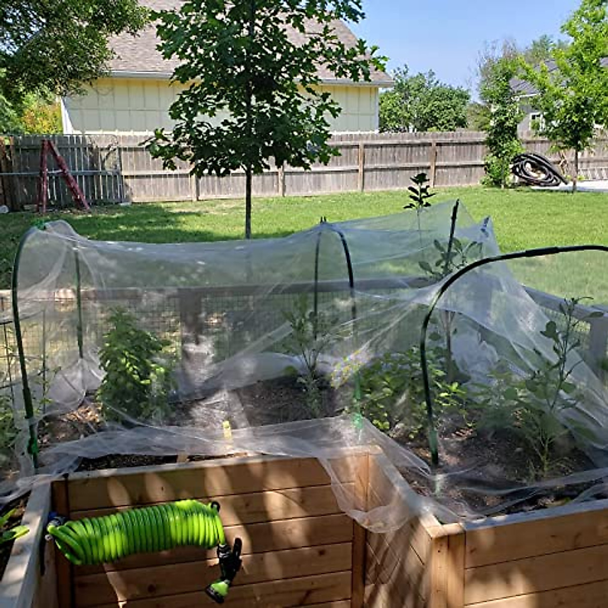 Garden Hoops Grow Tunnel 6 Sets (25.6" x 31.5" ) Plastic Coated Hollow Steel Support Frame Greenhouse Hoops for Raised Beds, with 30 Pcs Clamps