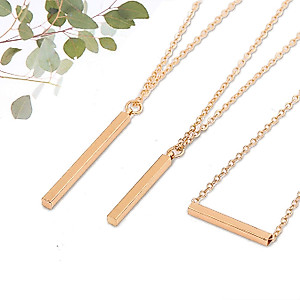 CEALXHENY Layered Chain Necklaces for Women Girls Boho Vertical Bar Pendant Necklace Set Minimalist Y Necklaces for Beach Parties Summer Jewelry Set