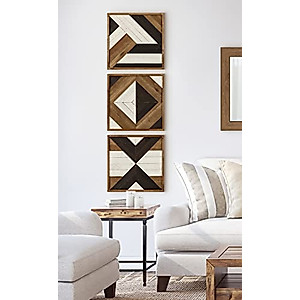 Kate and Laurel Ballez Wood Plaque Art Set, 3 Piece, Multi/Brown, 3