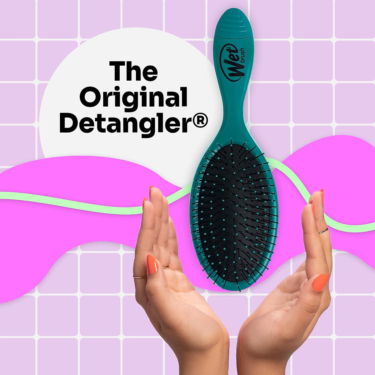 Wet Brush Detangler Hair Brush & Built-In Cleaner Combo, Teal - Detangling Brush with Intelliflex Bristles for Knots, and Tangles - Anti-Static Snag-Free Hair Brush for Split-Ends & Hair Breakage