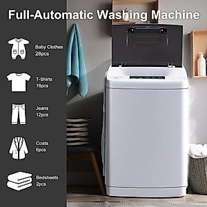 Outspurge Full Automatic Washer Machine,Portable Washing Machine for Household Use,1.04 Cu.Ft.Laundry Washer Spin with 10 Wash Programs& LED Display& Built-in Drain Pump,Ideal for RV,Camping,Apartment