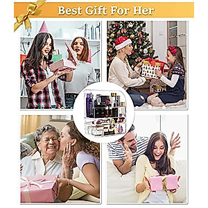 Haturi Makeup Organizer, Large Acrylic Skincare Organizer W/Lid, Dustproof Waterproof Cosmetic Display Case with Drawers for Vanity Bathroom Countertop, Makeup Storage Box for Perfume - Clear