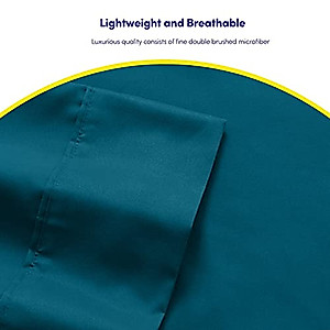 Full Size Bed Sheets - 6 Piece 1500 Supreme Collection Fine Brushed Microfiber Deep Pocket Full Sheet Set Bedding - 2 Extra Pillow Cases, Great Value, Full, Teal