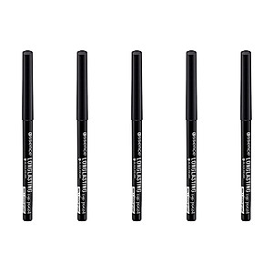 essence | 5-Pack Black Kajal Eyeliner Pencil | Water-Resistant & Applies Smoothly & Evenly | Sharpenable | Paraben Free | Cruelty Free