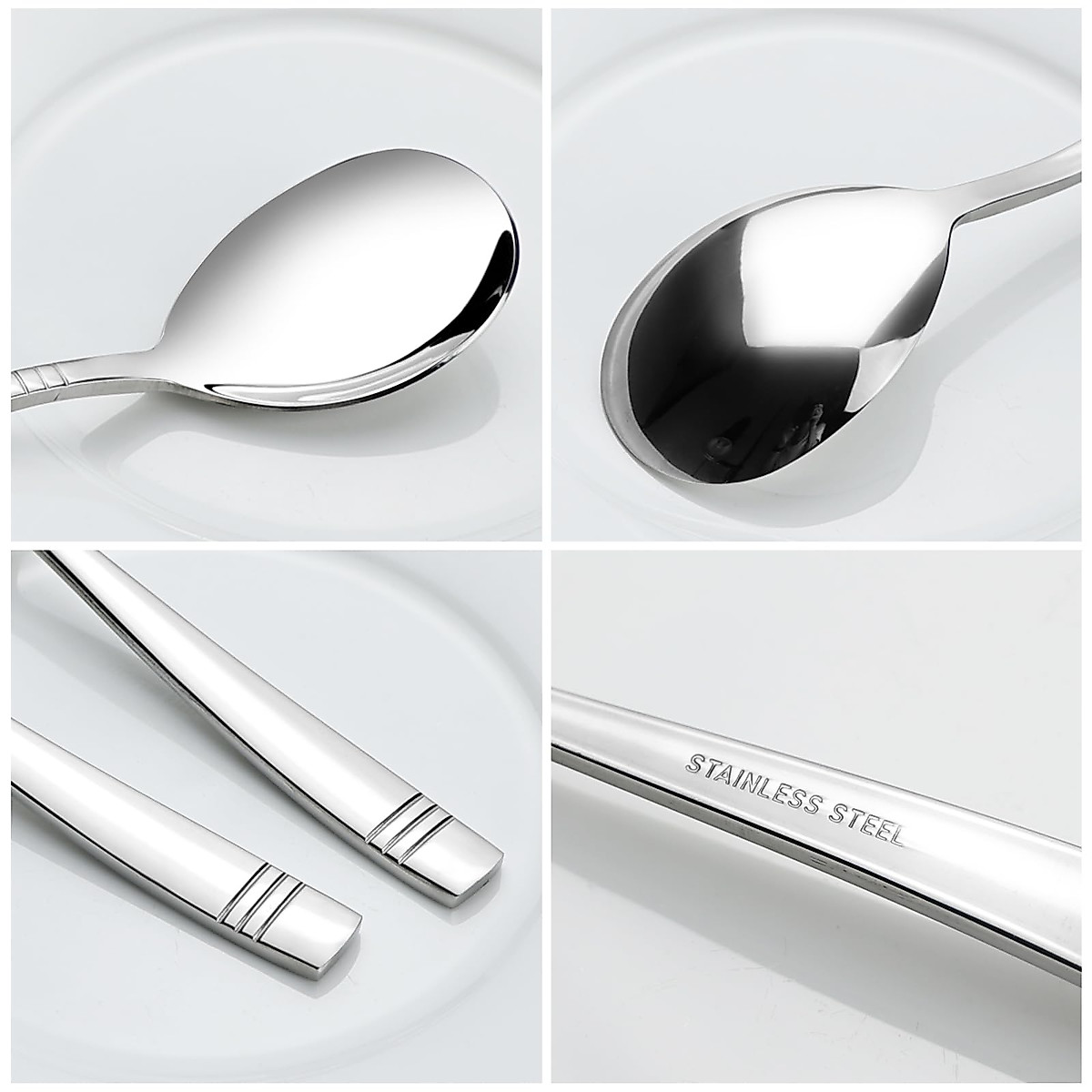 Obstnny 6 Pieces Stainless Steel Buffet Serving Spoons, Serving Spoons for Restaurant, Banquet, Party