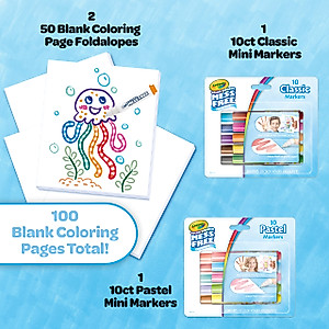 Crayola Color Wonder Mess Free Coloring Kit (120ct), 100 Coloring Pages, 20 Mini Markers, Travel Activity, Toddler Gift, 3+