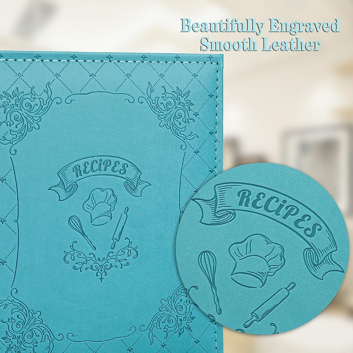 COFICE Recipe Binder Book to Write in Your Own Recipes with Plastic Sleeves, Blank Family Recipe Cards Organizer Kit (Blue)