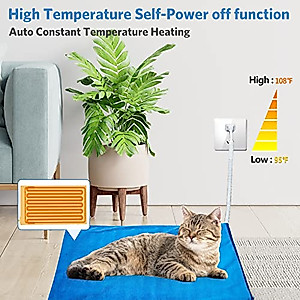 MARUNDA Pet Heating Pad,Cat Dog Electric Pet Heating Pad Indoor Waterproof,Auto Constant Temperature, Chew Resistant Steel Cord