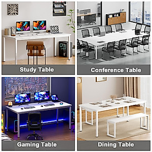 Need Large Computer Desk 70.8 x 31.5 inches Conference Table Large Office Desk Writing Table Workstation for Home Office,White 10FJGSAC3-180WW-ND