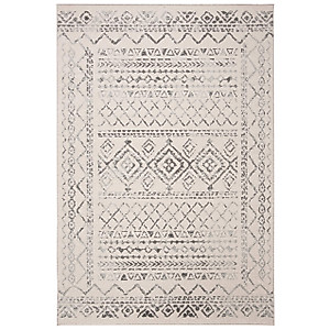 SAFAVIEH Tulum Collection Area Rug - 8' x 10', Ivory & Grey, Moroccan Boho Distressed Design, Non-Shedding & Easy Care, Ideal for High Traffic Areas in Living Room, Bedroom (TUL268A)
