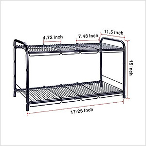 Rice rat Under Sink Organizers and Storage Extendable Under-Sink Organizer Shelf Rack 2 Tiers,black(17-inch to 25-inch)