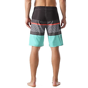 ninovino Men's Water Sports Swim Trunks Stripped Lightweight Quick Dry Coffe 36