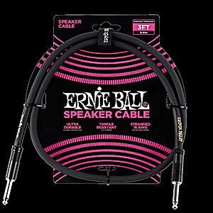 Ernie Ball Speaker Cable, Straight/Straight, 3ft, Black (P06071)