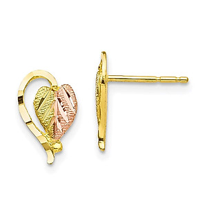 10k Tri-color Black Hills Gold Post Earrings 12mm 7mm style 10BH647