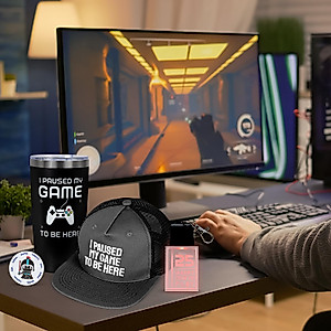 Gamer Gifts for Men Teenage Boys - Christmas Gifts for Teen Boys with 20 oz Insulated Tumbler, Gaming Hat, Socks, Keychain, Cool Pop Socket - Gifts for Men, Him, Boyfriends, Gamers, Game Lover