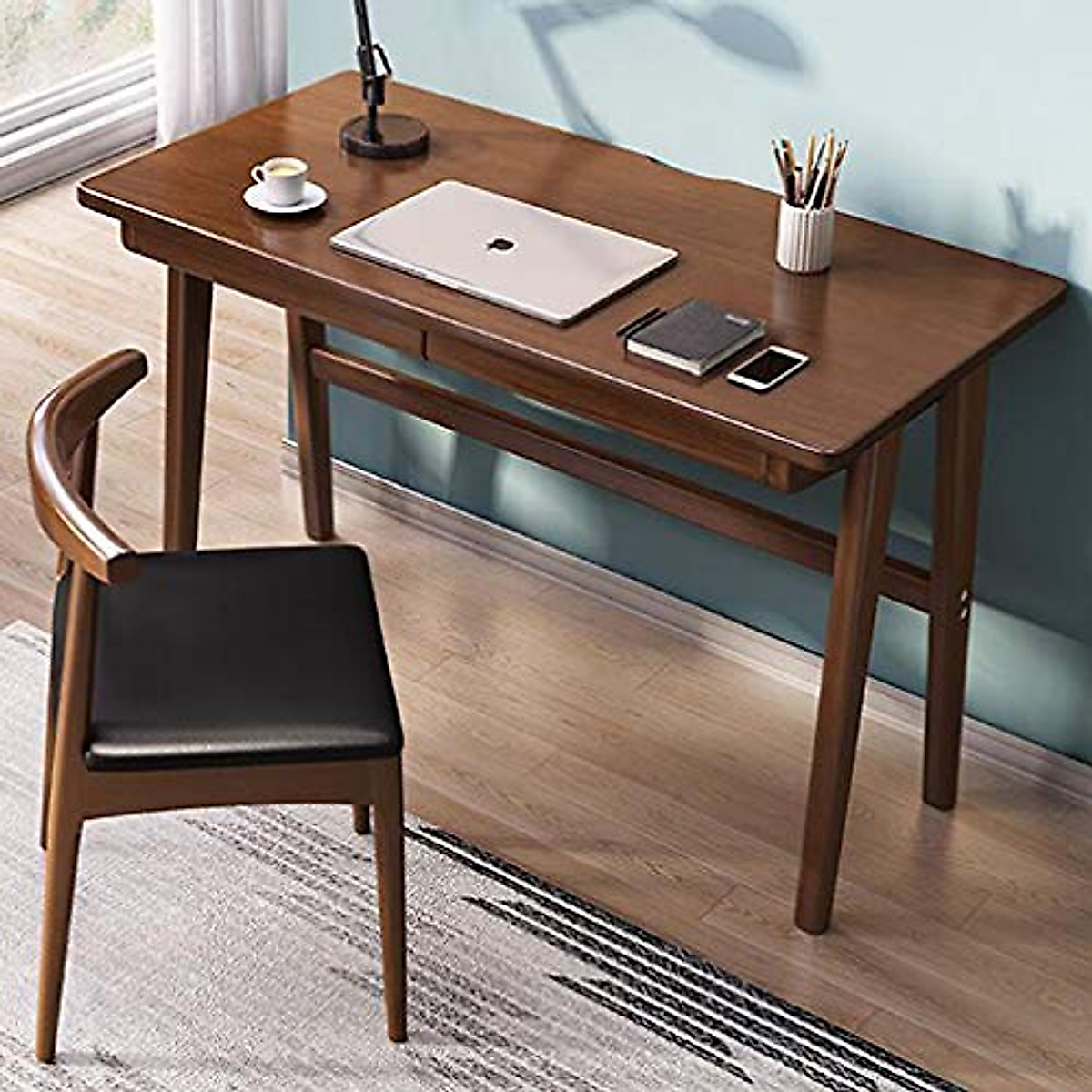 Solid Wood Writing Desk,Simplistic Computer Desk with Drawers,Home Study Desk Office Desk,Sustainable Laptop Table Easy Assembly