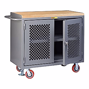 Little Giant MMP2D-2436-FL Mobile Bench Cabinet Without Center Shelf, Non-Slip Vinyl Top Surface, 24" Length, 36" Width