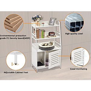 Sokiche Cat Litter Box Enclosure Furniture with Shelf Storage - Hidden Litter Box Enclosure Furniture Large Wooden with Cat Litter Trapping Mat Pad -Cat Washroom-Cat Cabinet-White