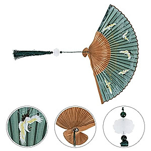 RAZZUM Retro Style Silk Fan Folderable Fan Chinese Style Fan Wall Decoration Costume Collocation Large Wall Decor Fan