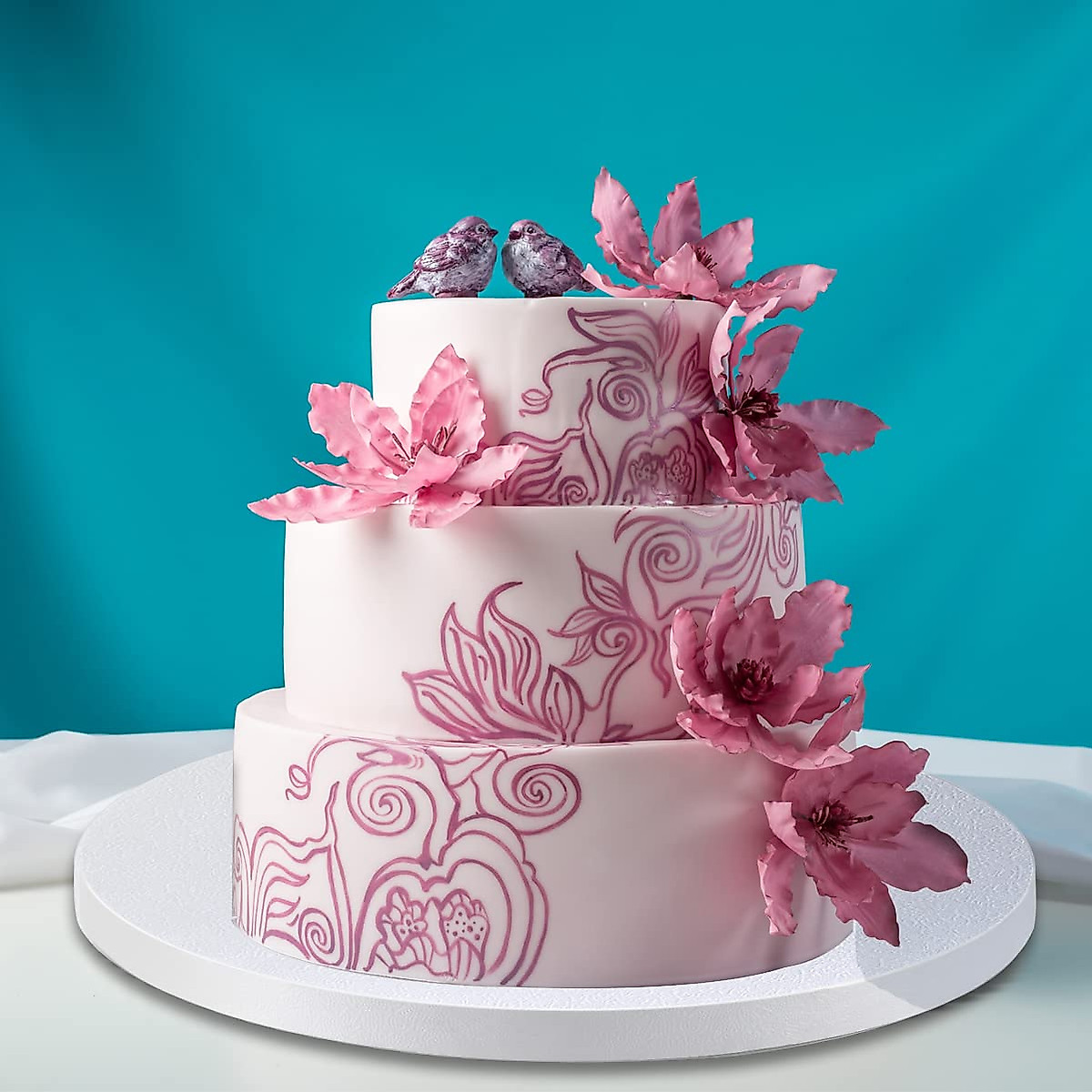 White Cake Drums Round 16 Inch Cake Boards with 1/2-Inch Thick Smooth Edges for Multi Tiered Birthday Wedding Party Cakes Drum Board