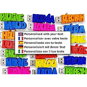 Customized USB Stick with Personalized Name, Date or Message in Your Choice of 15 Vibrant Colors. Choose 8, 16, 32GB Thumb Drive. Fun Gift for Birthday, Wedding, Business