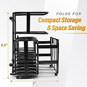 Utensil Caddy (Foldable) - Upgrade with Removable Hooks - Silverware, Plate, Napkin Storage Organizer, Paper Towel Holder and Handle, Utensil Holder for Camping, Picnic, Buffet, Grill, BBQ Parties