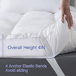 WhatsBedding 3 Inch Memory Foam Mattress Topper California King Size, Breathable Fluffy Shredded Memory Foam Filled Pillow Top, 4 Anchor Elastic Bands, 84x72x3 Inch