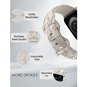 Minyee Floral Engraved Band Compatible with Apple Watch Band 38mm 40mm 41mm Women, Cute Soft Silicone Dandelion Flower Pattern Sport Designer Fancy Summer Bracelet for iWatch Series SE/8/7/6/5/4/3/2/1