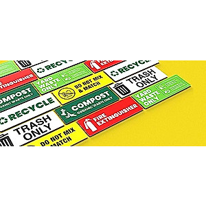 Compost Sticker - Organic Waste Only Bin Label - 3-5 Year Indoor/Outdoor Rated - Heavy Duty, Weather Proof, Ultra Durable - USA Made (6x2 inch), 4 Labels